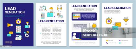 리드 생성 브로셔 템플릿 레이아웃입니다 고객 유치 전단지 소책자 선형 그림이있는 전단지 인쇄 디자인 잡지 연례 보고서 광고 포스터에 대한 벡터 페이지 레이아웃 리드 생성에