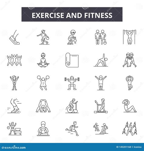 Exercise And Fitness Line Icons Signs Vector Set Outline