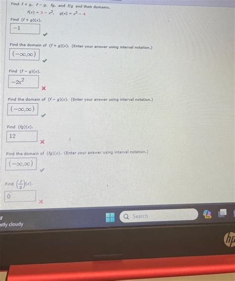 Solved Find F G F−g Fg And F G And Their Domains