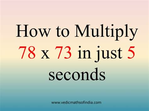 How Multiply 78 X 73 Vedic Sutra 2 Nikhalam Pptx