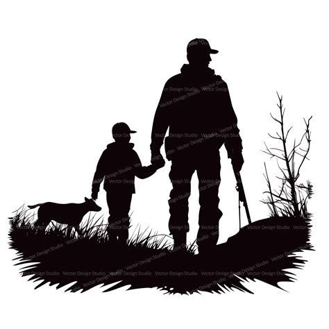 Silueta De Padre E Hijo Cazando 1657 Father And Son Hunting Stock