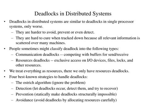 Ppt Deadlocks In Distributed Systems Powerpoint Presentation Free Download Id631880