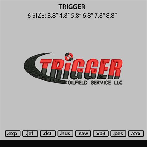 Trigger Embroidery File 6 Sizes Embrostudio