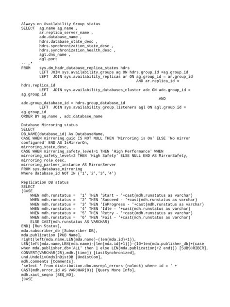 always on mirroring replication status pdf data management databases