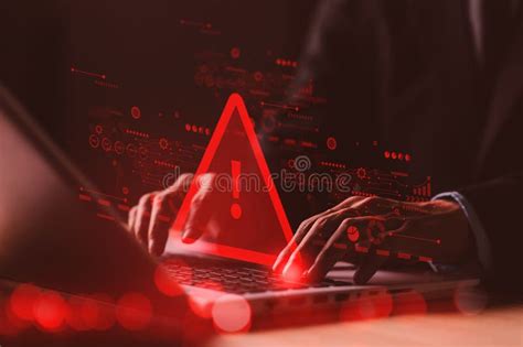 System Hacked Warning Alert On Notebook Laptop Cyber Attack On