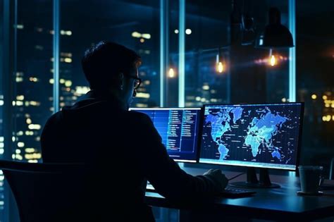 Premium Photo Programmer Laptop And Software Engineer Working Coding And Typing Up Cyber