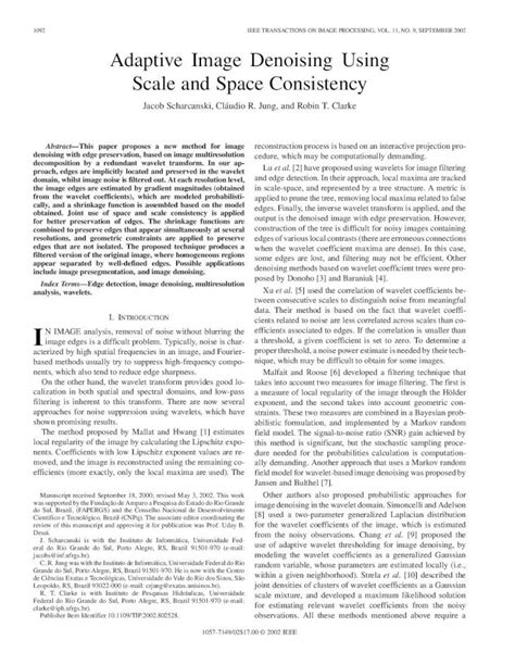 Pdf Adaptive Image Denoising Using Scale And Space Consistency