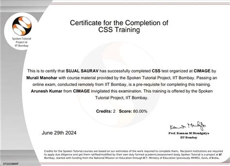 Got A Css Certificate From Spoken Tutorial Project Iit Bombay Sujal Saurav Posted On The Topic