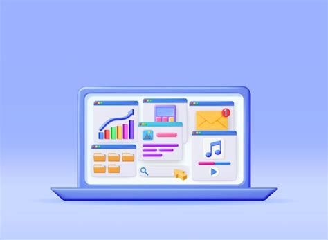 Premium Vector 3d Laptop Application Windows Interface