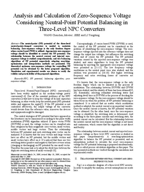 Analysis And Calculation Of Zero Sequence Voltage Considering Neutral