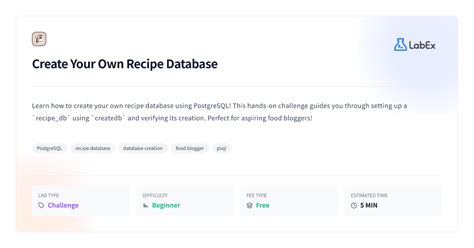 Create Your Own Recipe Database Labex