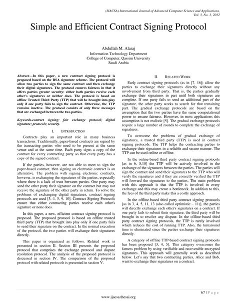 Pdf Simple And Efficient Contract Signing Protocol
