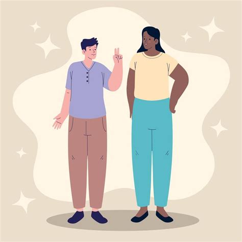 Interracial Friends Couple Vector Art At Vecteezy