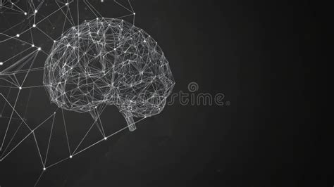 Polygonal Futuristic Mesh With Human Brain Model Artificial Intelligence Connection Technology