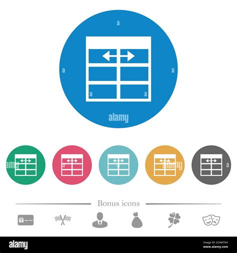 Spreadsheet Adjust Table Column Width Flat White Icons On Round Color Backgrounds 6 Bonus Icons
