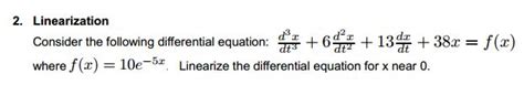 Solved Linearization Consider The Following Differential Chegg