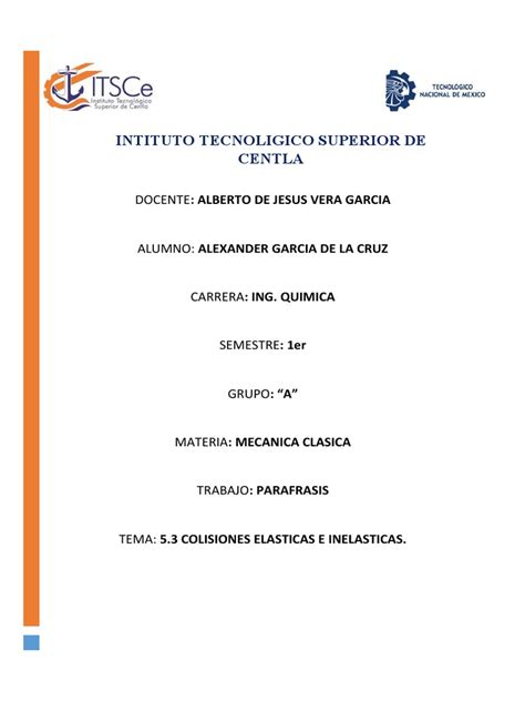 Colisiones Elasticas E Inelasticas Pdf Energía Cinética Mecanica Clasica