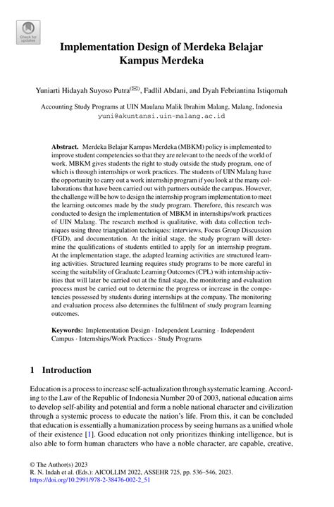 Pdf Implementation Design Of Merdeka Belajar Kampus Merdeka