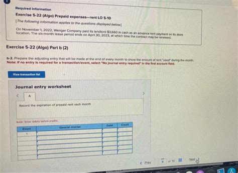 solved required information exercise 5 22 algo prepaid