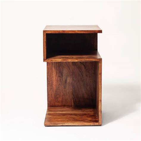 Angular S Shaped Wooden Side Table H 57cm