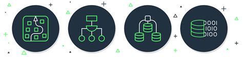 Set Line Algorithm Server Data Neural Network And Binary Code Icon