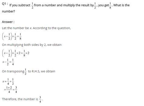 NCERT Solutions For Class Maths Chapter Linear Equations In One Variable Ex Learn CBSE