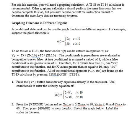 Solved For This Lab Exercise You Will Need A Graphing Chegg