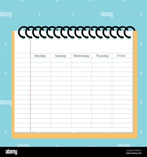 School Timetable Card With Background Notepad Stock Vector Image And Art