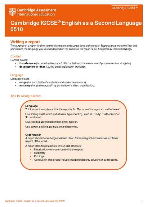 0510 Report Writing Guide For Igcse Esl Tips And Structure Studocu 0510 Report Writing Guide For Igcse Esl Tips And Structure Studocu