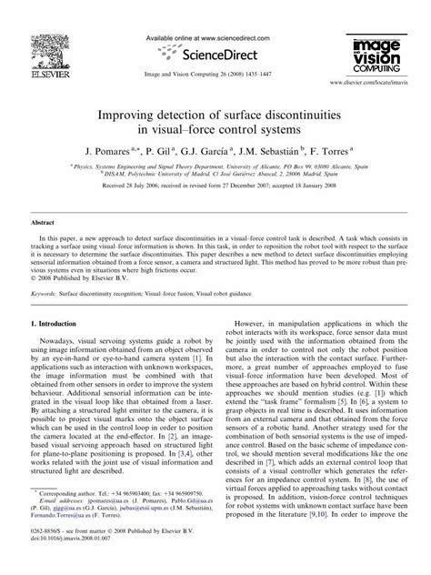 Pdf Improving Detection Of Surface Discontinuities In Visualforce Control Systems Dokumentips
