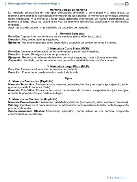 Memoria Y Tipos De Memoria Pdf