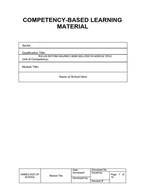 Cblm Format Template Pdf Educational Assessment Learning