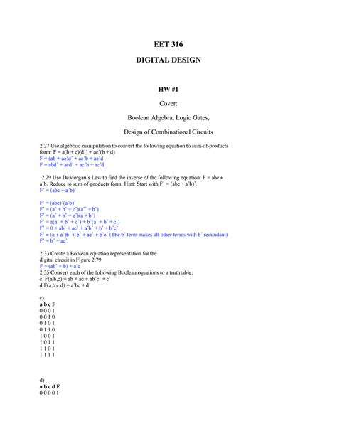 eet 316 hw1 solution homework 1 solution eet 316 digital design hw