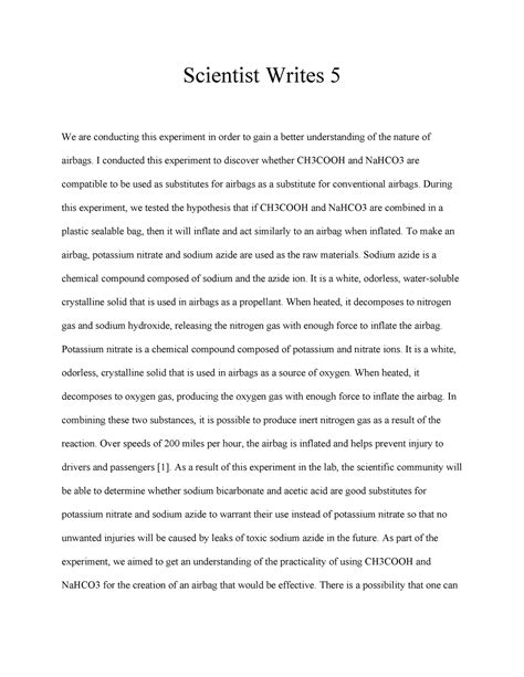 Scientist Writes 5 Assignment For Chem 2 Lab Scientist Writes 5 We