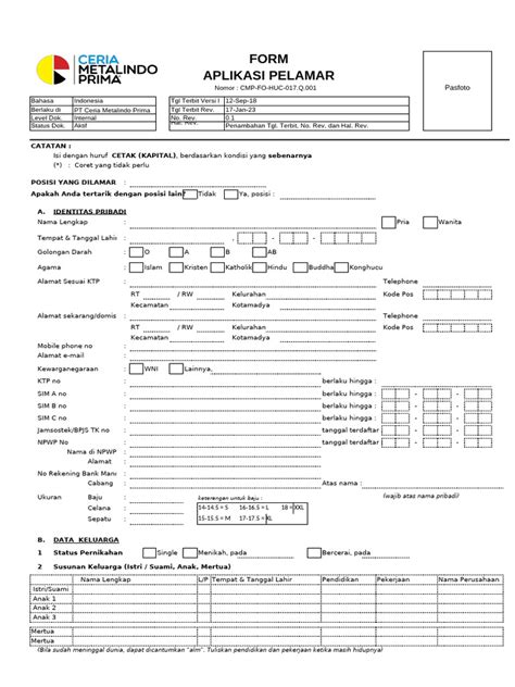 01 Form Aplikasi Pelamar Cmp Final 2 Pdf