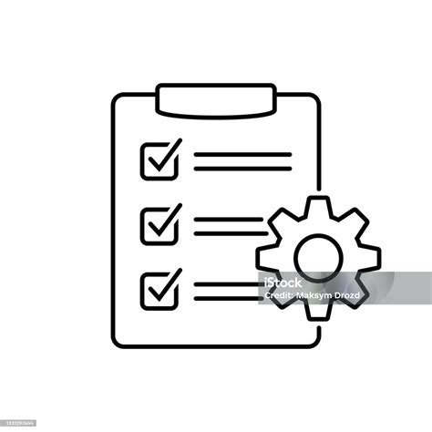 기어 분리 아이콘이 있는 클립보드 기술 지원 체크 리스트 아이콘입니다 관리 플랫 아이콘 개념입니다 소프트웨어 개발 기어 기계 부분에 대한 스톡 벡터 아트 및 기타 이미지