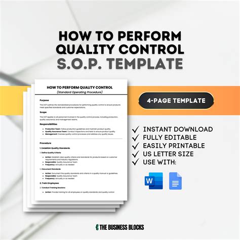 How To Perform Quality Control Sop Template Quality Assurance Template