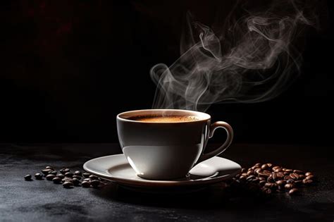 Premium Ai Image Coffee Cup Steaming On Dark Background
