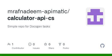 Github Mrafnadeem Apimaticcalculator Api Cs Simple Repo For Docsgen