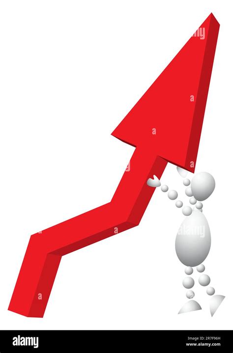 Man Raises A Red Arrow Diagram Abstract 3d Human Series From Balls