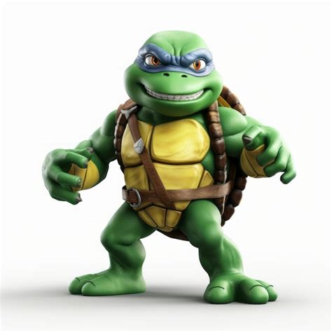 Humorístico Personaje De Tmnt En Estilo Daz3d Superhéroe Tortuga En Fondo Blanco Foto Premium