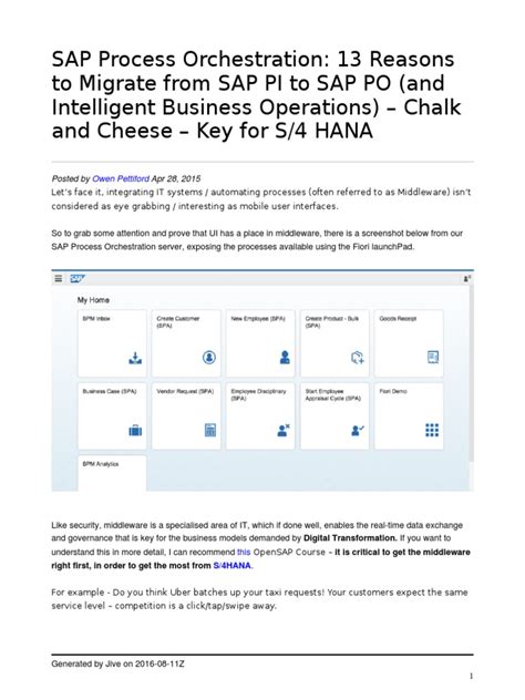 13 Reasons To Migrate From Sap Pi To Sap Po And Intelligent Business Operations Chalk And Cheese