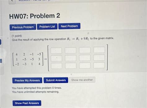 solved 1 point give the result of applying the row