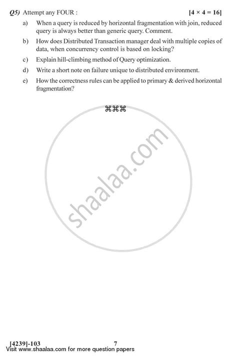 Distributed Database Concepts 2012 2013 M Sc Computer Science Semester 1 2011 Pattern Question