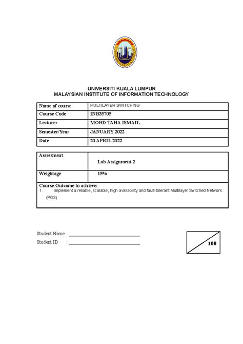Question Lab Assignment 2 Universiti Kuala Lumpur Malaysian Institute