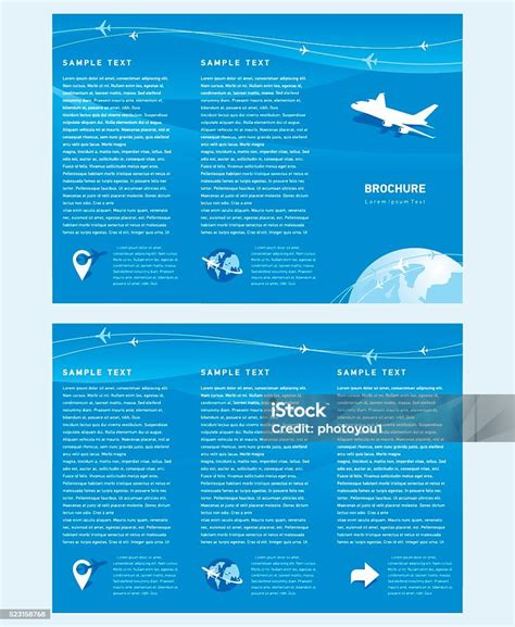 벡터 브로셔 트라이폴드 레이아웃 디자인 템플릿 비행기 탑승 3단 브로슈어에 대한 스톡 벡터 아트 및 기타 이미지 3단 브로슈어 공항 광고 Istock