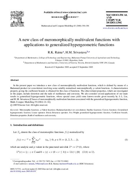 Pdf A New Class Of Meromorphically Multivalent Functions With