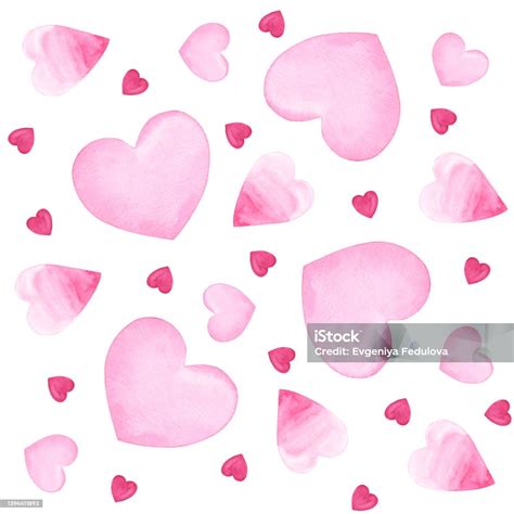 붉은 마음의 매끄러운 패턴 수채화 일러스트레이션은 선물 포장 디지털 종이 패브릭 패턴에 사용할 수 있습니다 발렌타인 데이의 패턴 2월에 대한 스톡 벡터 아트 및 기타 이미지