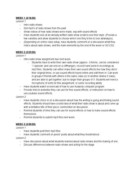 Radio Show Unit Outline Pdf
