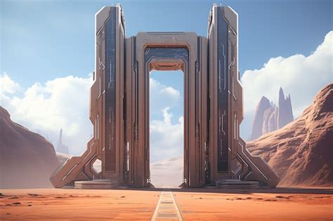 Fantasy Style Gateway Or Portal With Desert Landscape Ai Generated Image